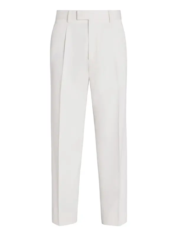 Zegna Cotton And Wool Pleated Trousers - White