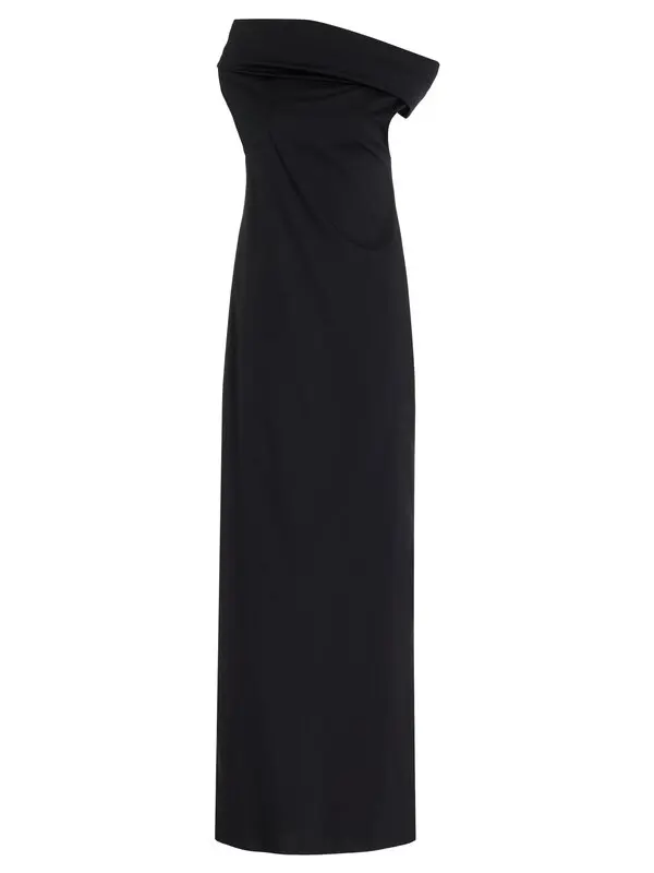 SEV Off-the-shoulder Draped Maxi Dress - Black