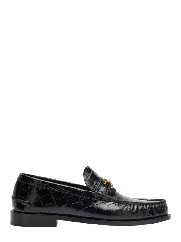 Versace Croc-effect Medusa Coin Loafers - Black Versace Gold
