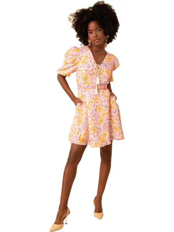 Hale Bob Arabella Linen Midi Dress - Orange