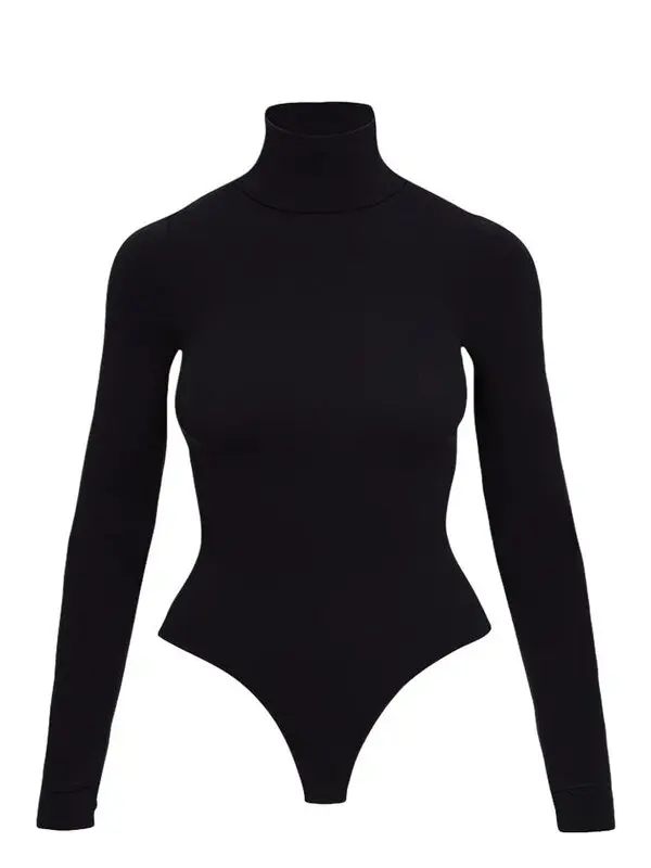 Commando Matte Long-sleeve Turtleneck Bodysuit - Black