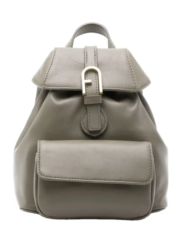 Furla Logo-buckle Leather Backpack - Green