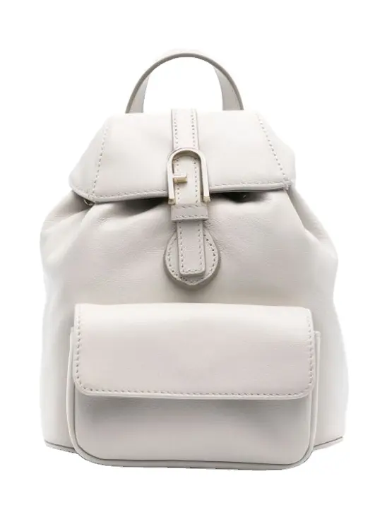 Furla Flow Leather Backpack - Grey