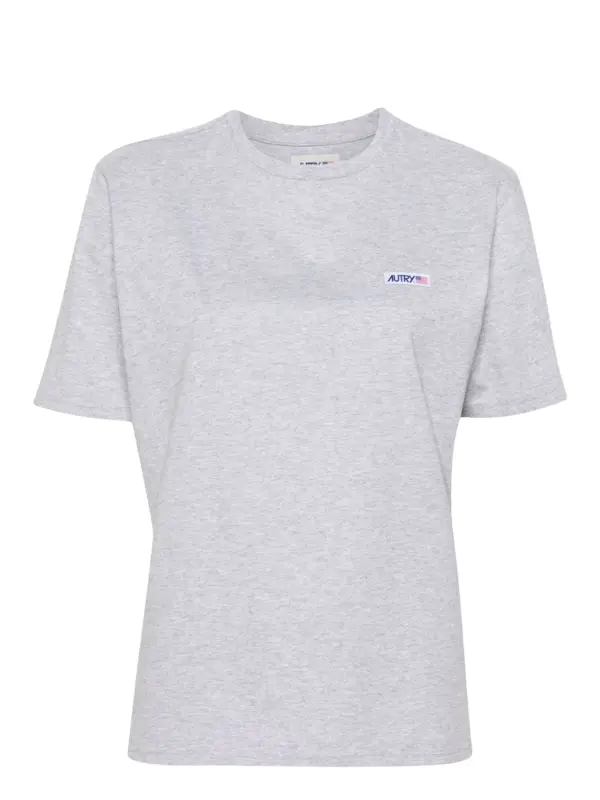 AUTRY Logo-patch Cotton T-shirt - Grey