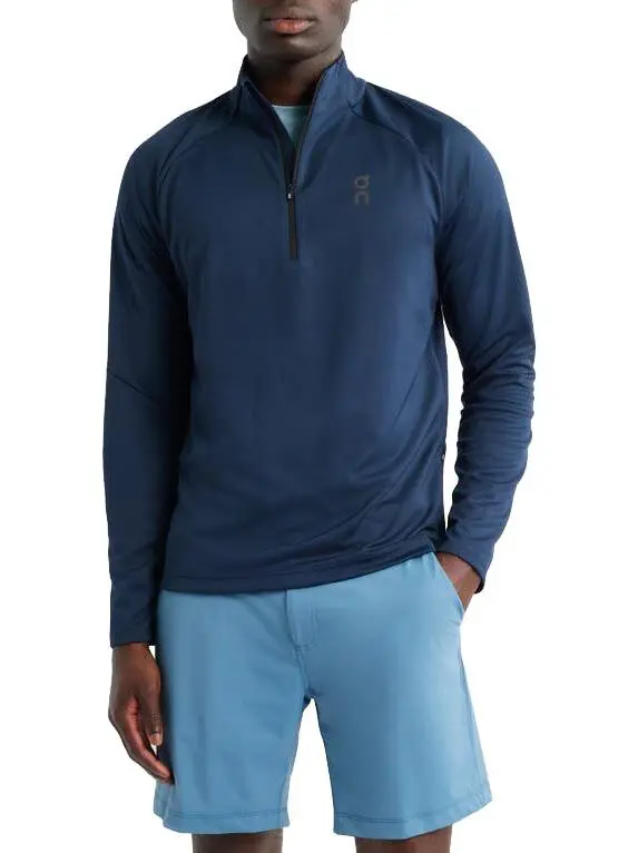 On Climate Knit Quarter Zip Running Top - Navy