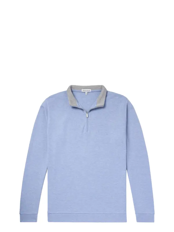 Peter Millar Crown Cotton-blend Half-zip Sweatshirt - Blue