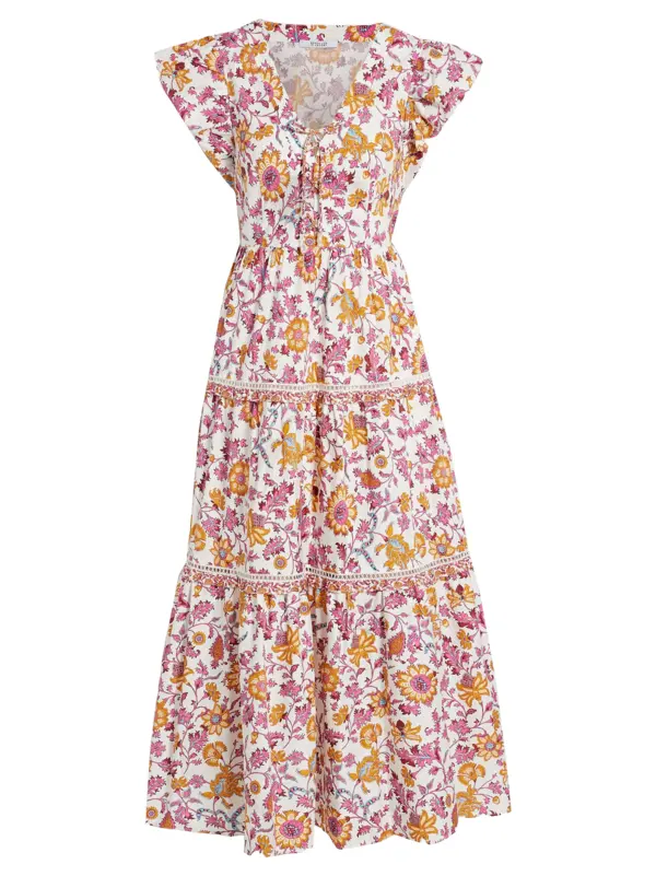 Derek Lam 10 Crosby Beatrice Printed Midi Dress - Marigold