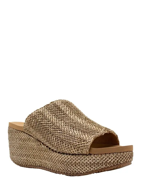 VOLATILE Canteen Raffia Wedge Platform Sandal - Pewter