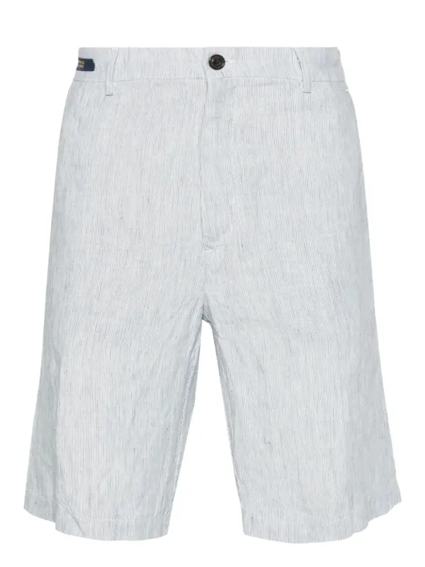Paul & Shark Striped Linen Shorts - Blue