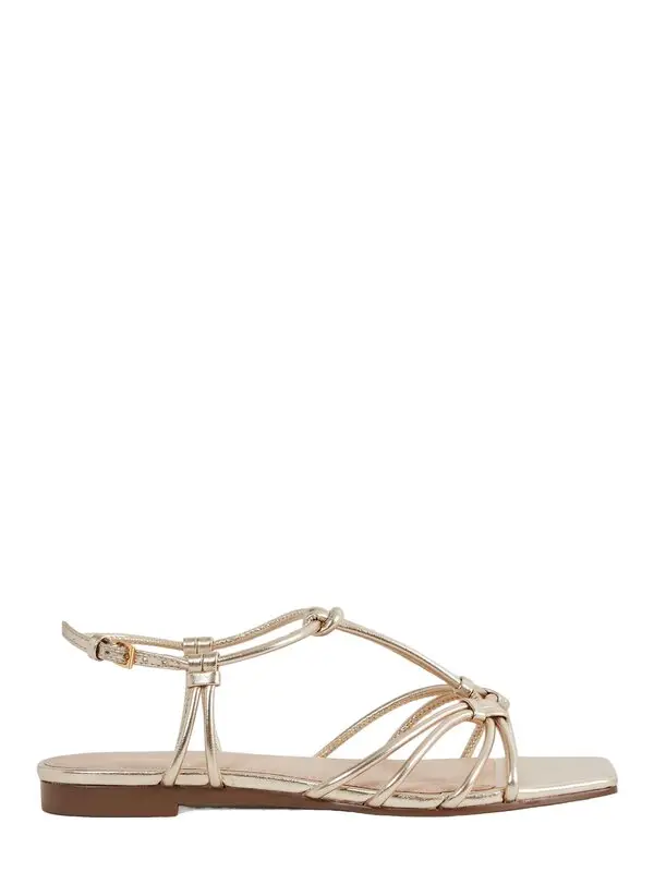 REISS Iris Metallic Knot Detail Sandals - Gold