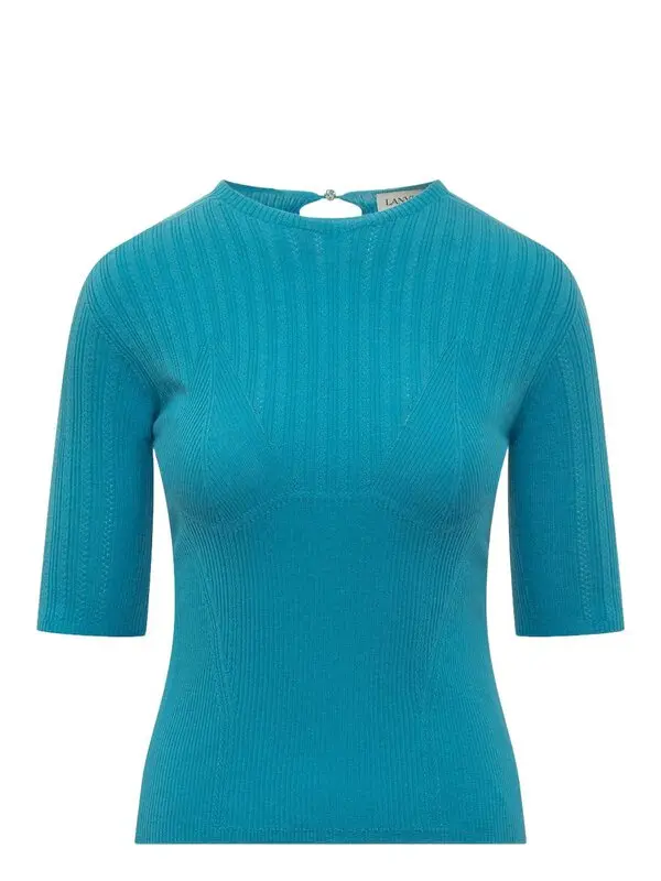 LANVIN Short Sleeve Knit Top - Blue