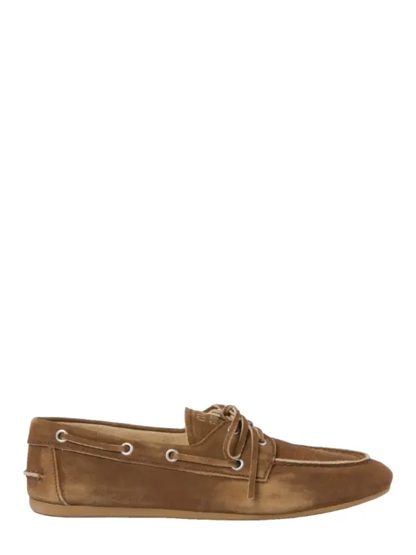 Miu Miu Logo-embossed Suede Loafers - Brown