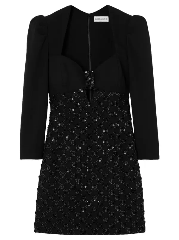 Rebecca Vallance Marie Cutout Embellished Cady Mini Dress - Black