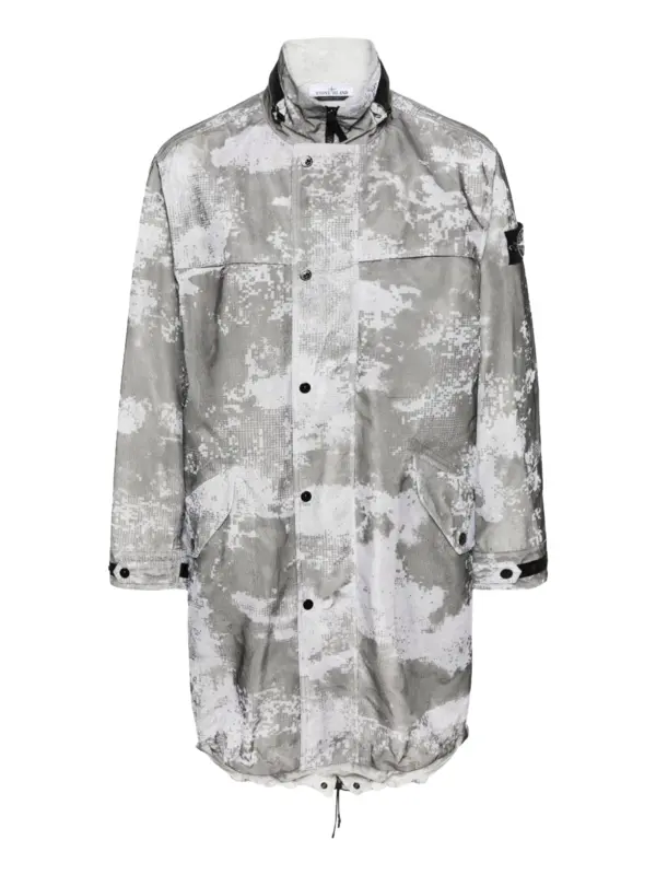 Stone Island Compass-badge Mesh-overlay Parka - Grey