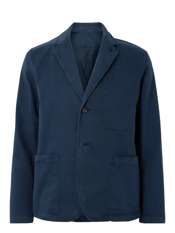 Mr P. Garment-dyed Stretch-cotton Twill Blazer - Blue