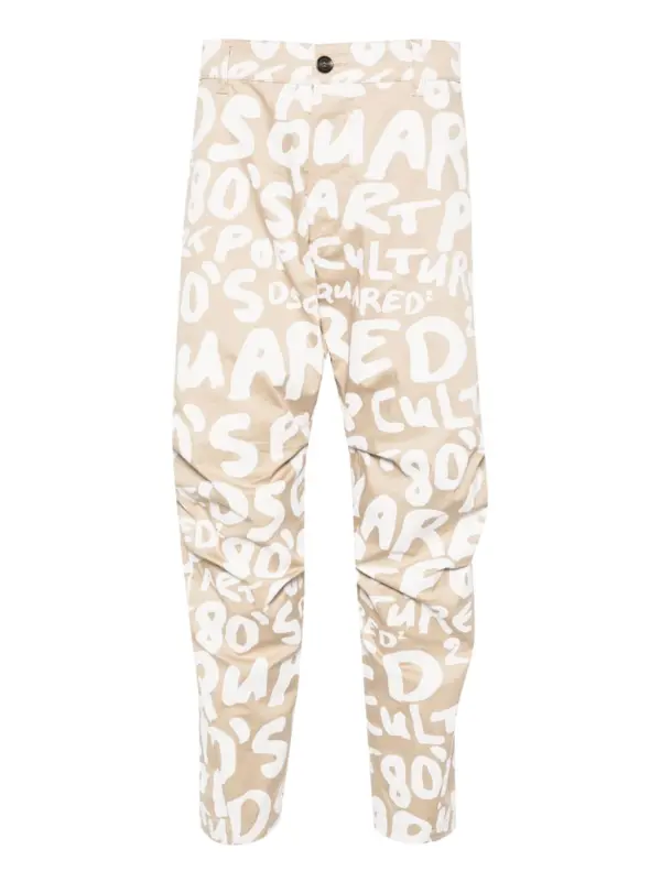 Dsquared2 Logo-print Tapered Trousers - Neutrals