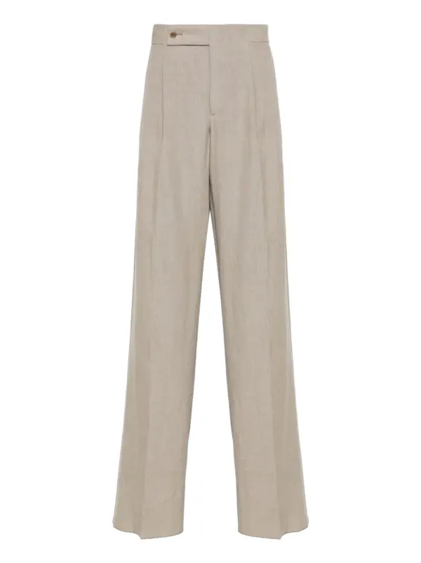 Giorgio Armani Linen Straight-leg Trousers - Neutrals