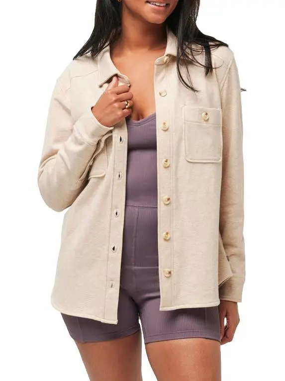Travis Mathew Cloud Jersey Shacket - Heather Natural