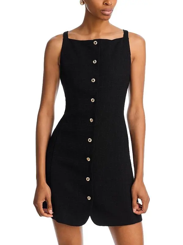 WAYF Alice Button-front Mini Dress - Black