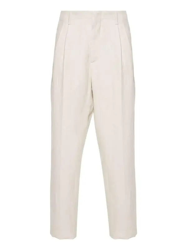 LARDINI Linen Tapered Trousers - Neutrals