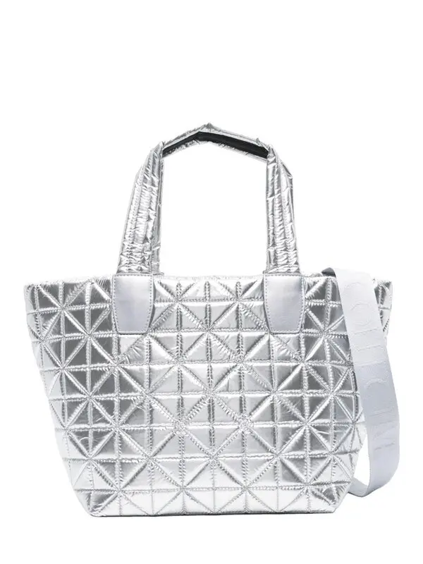 VEECOLLECTIVE Small Vee Quilted Tote Bag - Silver