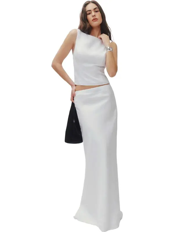 REFORMATION Bella Linen Maxi Skirt - White