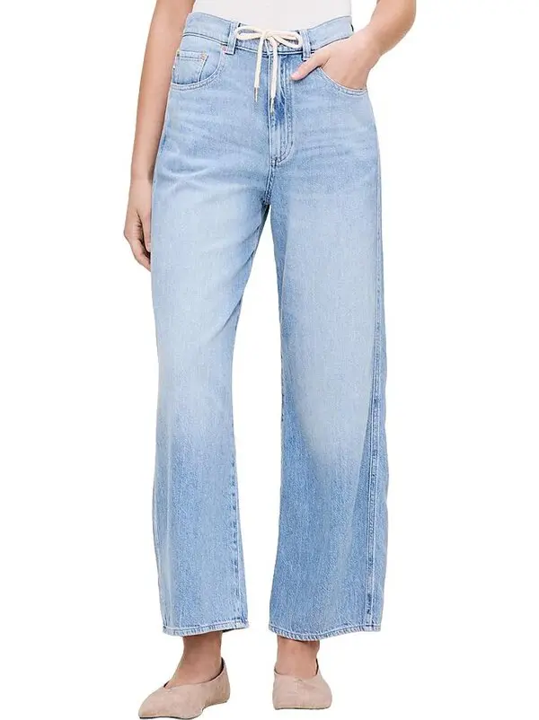 DL1961 Taylor Aura Relaxed Barrel Ultra High Rise Drawstring Jeans - Beachwave