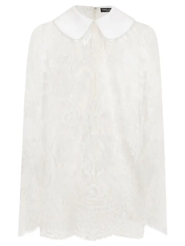 Dolce & Gabbana Peter Pan Collar Lace Minidress - White