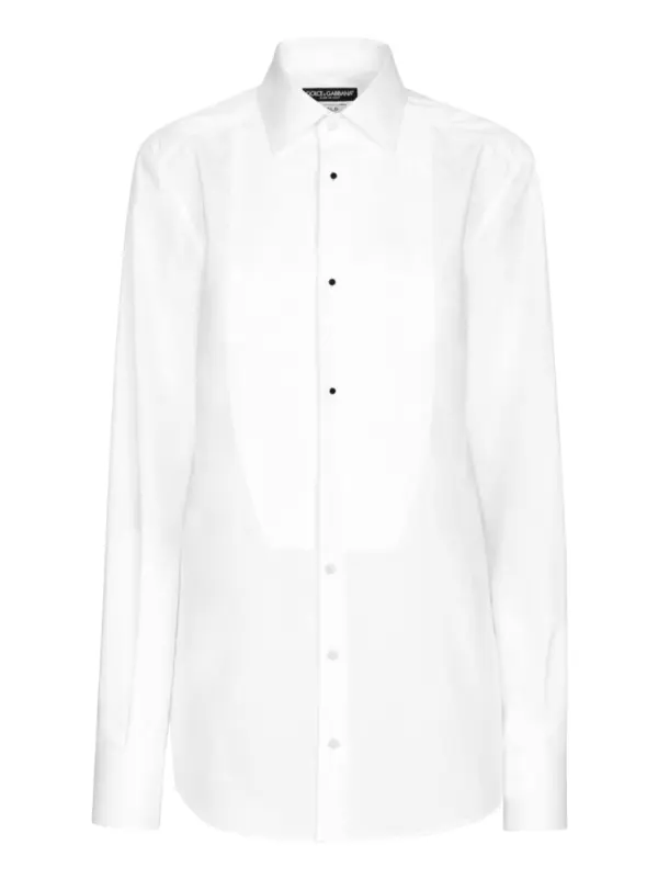 Dolce & Gabbana Bib-front Cotton Shirt - White