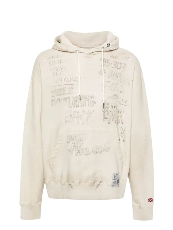 Mihara Yasuhiro Distressed Cotton Hoodie - Neutrals