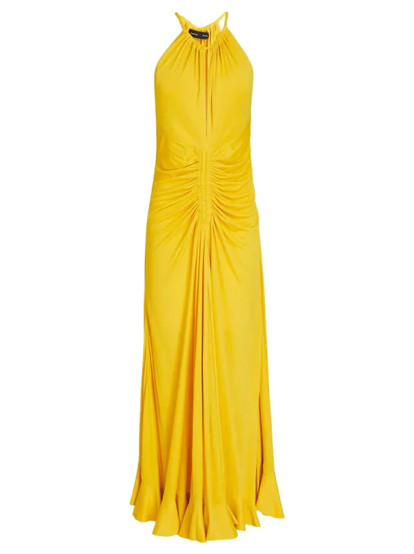 Proenza Schouler Cutout Ruched Jersey Maxi Dress - Yellow
