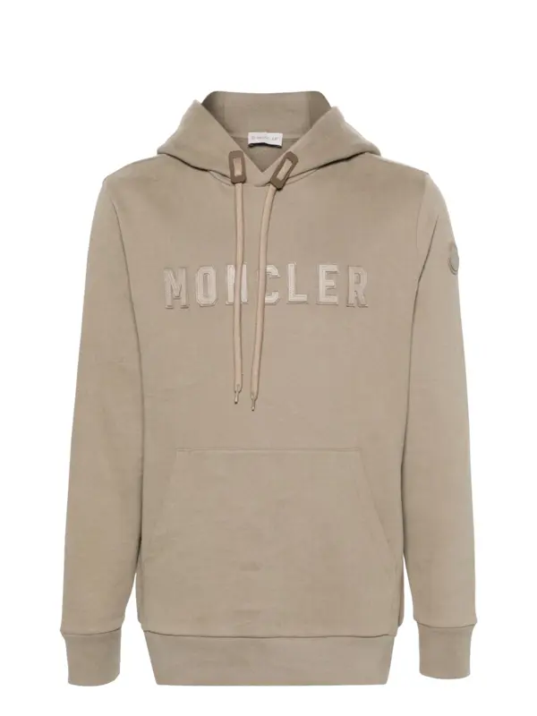 Moncler Logo-patch Cotton Hoodie - Grey