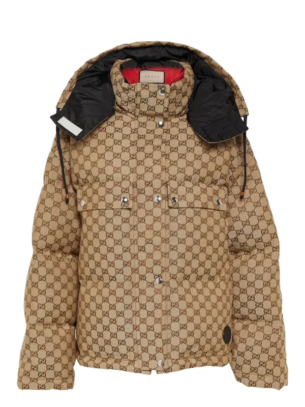 Gucci Gg Cotton Canvas Down Jacket - Brown