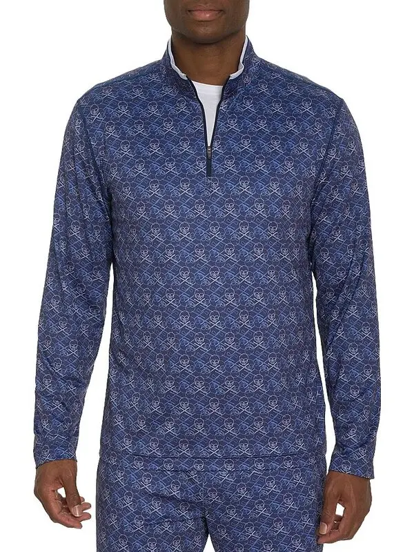Robert Graham Iron Skull Quarter Zip Sweatshirt - Navy