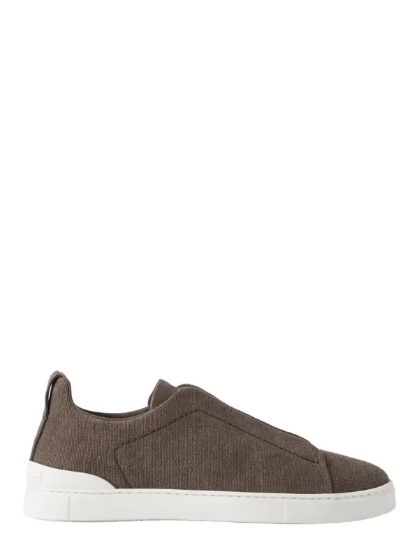 Zegna Triple Stitch™ Canvas Slip-on Sneakers - Brown