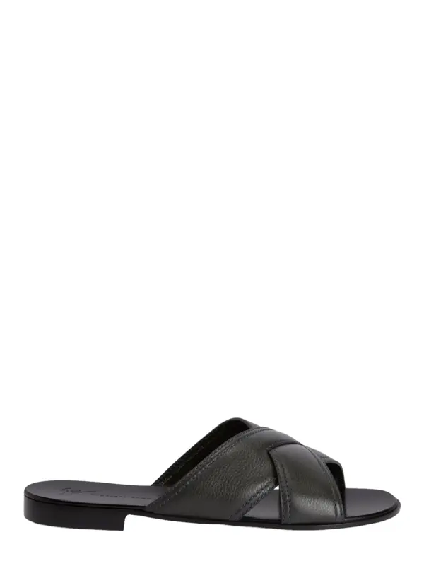 GIUSEPPE ZANOTTI Flavio Leather Slides - Grey