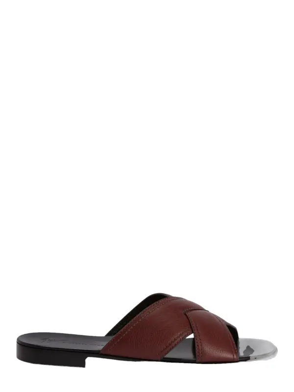 GIUSEPPE ZANOTTI Flavio Leather Slides - Brown