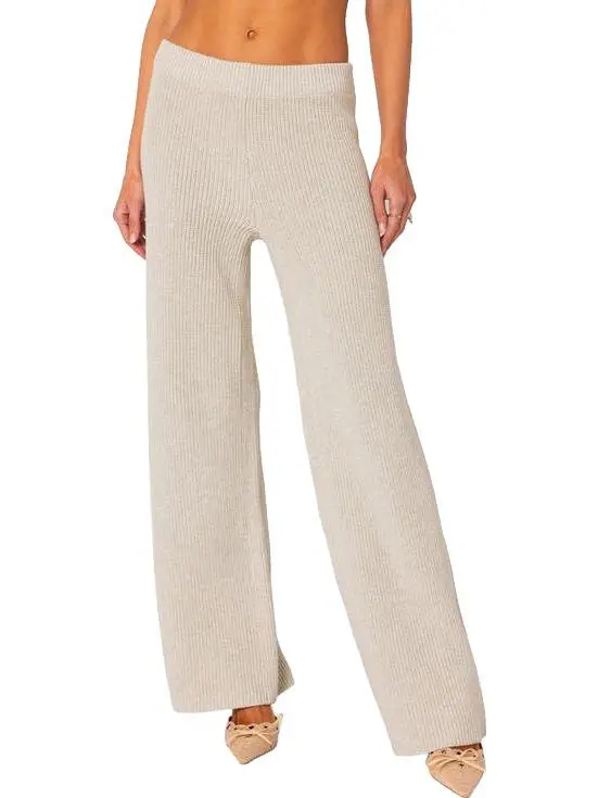 EDIKTED Sunday Straight Leg Cotton Pants - Cream
