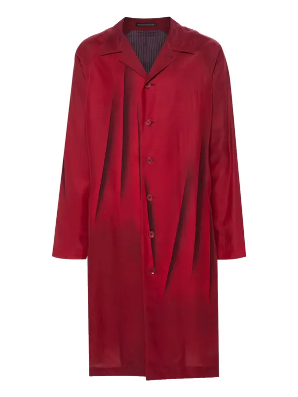 Yohji Yamamoto Abstract-print Silk Coat - Red