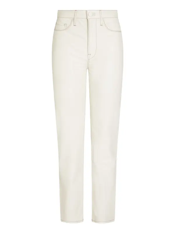 FRAME Le Super High Straight Leather Pants - Ivory