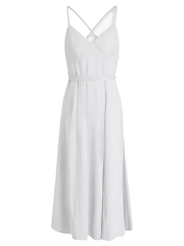 HOLZWEILER Gingham Woven Midi Dress - Light Gray