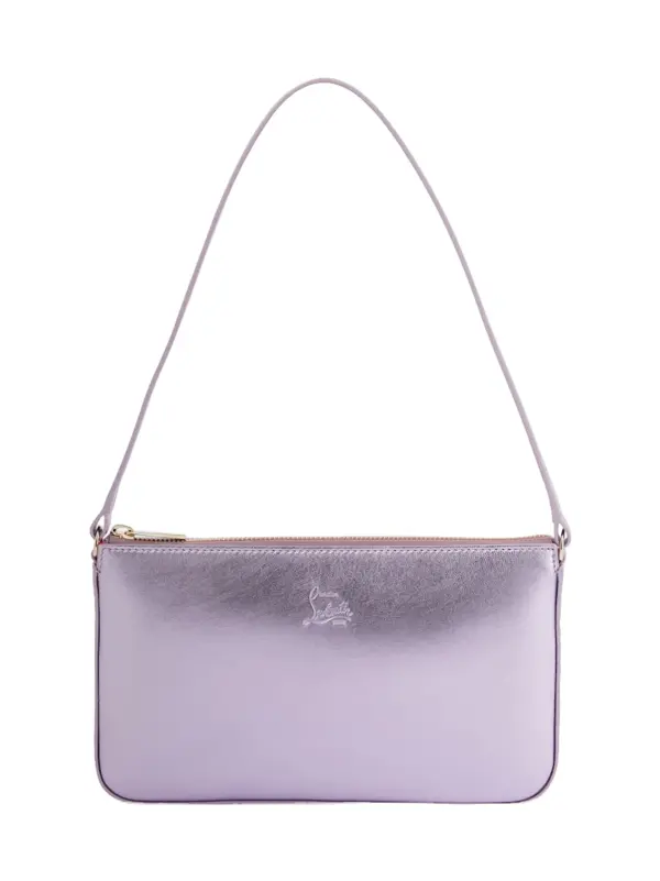 CHRISTIAN LOUBOUTIN Loubila Metallic Leather Shoulder Bag - Silver