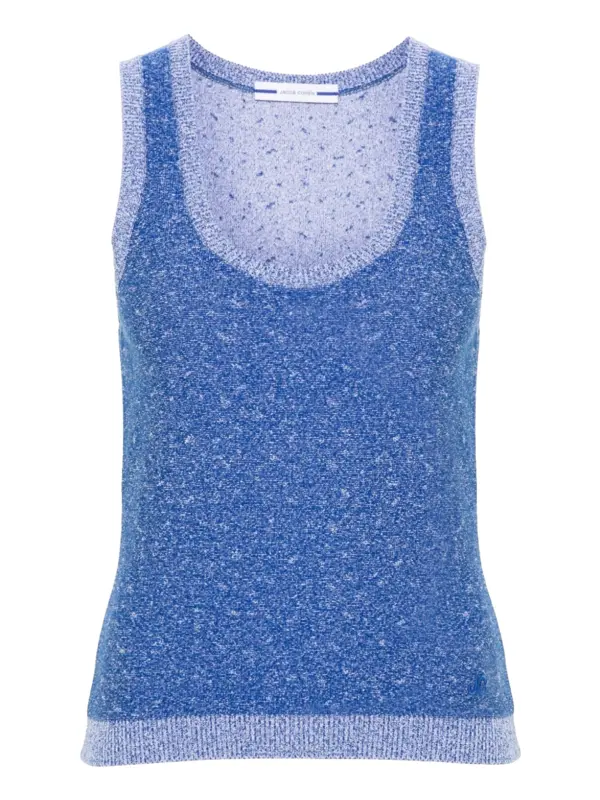 Jacob Cohen Logo-embroidered Bouclé Top - Blue