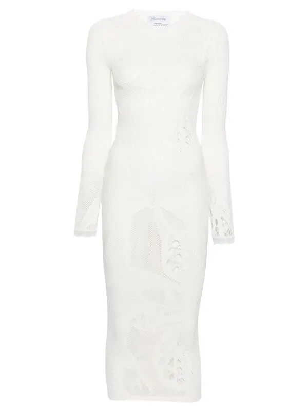 Blumarine Lace-trimmed Panelled Midi Dress - Neutrals