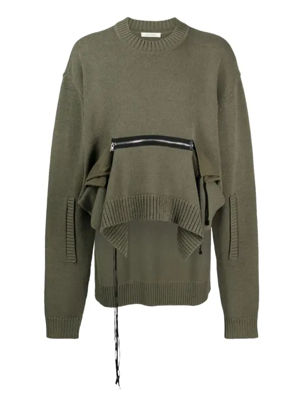 CRAIG GREEN Zip-pocket Asymmetric Jumper - Green