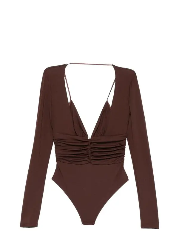 Elisabetta Franchi Ruched Top - Brown