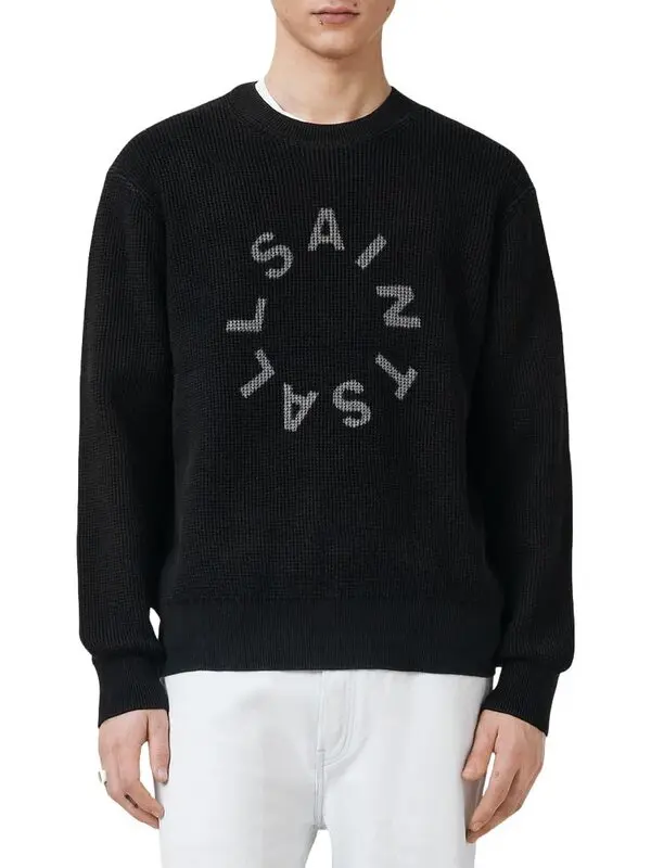 All Saints Petra Reversible Print Logo Sweater - Black/grey