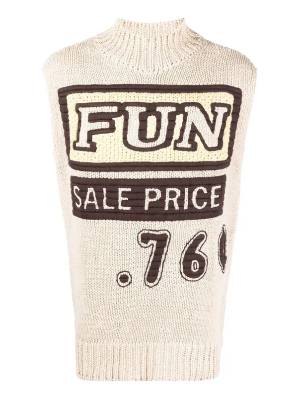 JIL SANDER Slogan Print Vest - Beige