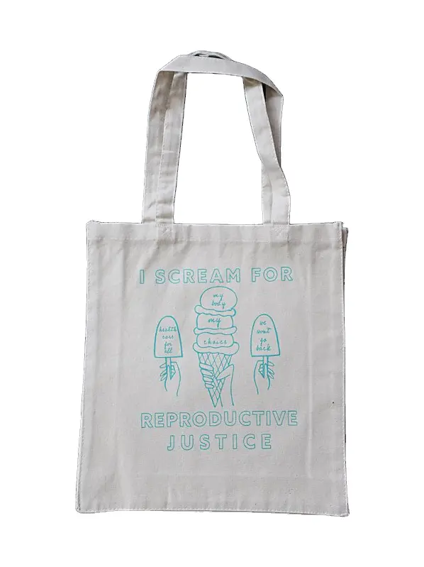 OVERSEASONED Ice Cream For Reproductive Justice Tote Bag - Natural