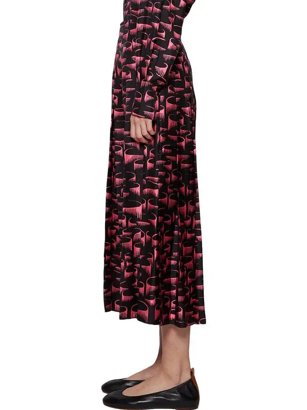 ACE HARPER The Leslie Silk Twill Skirt - Black And Pink